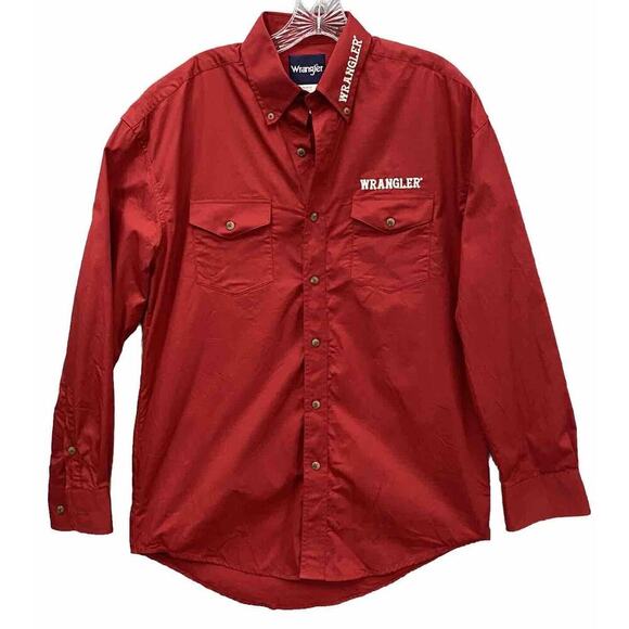 Wrangler | Shirts | Wrangler Pbr Shirt Men Size Medium Western Logo Red ...
